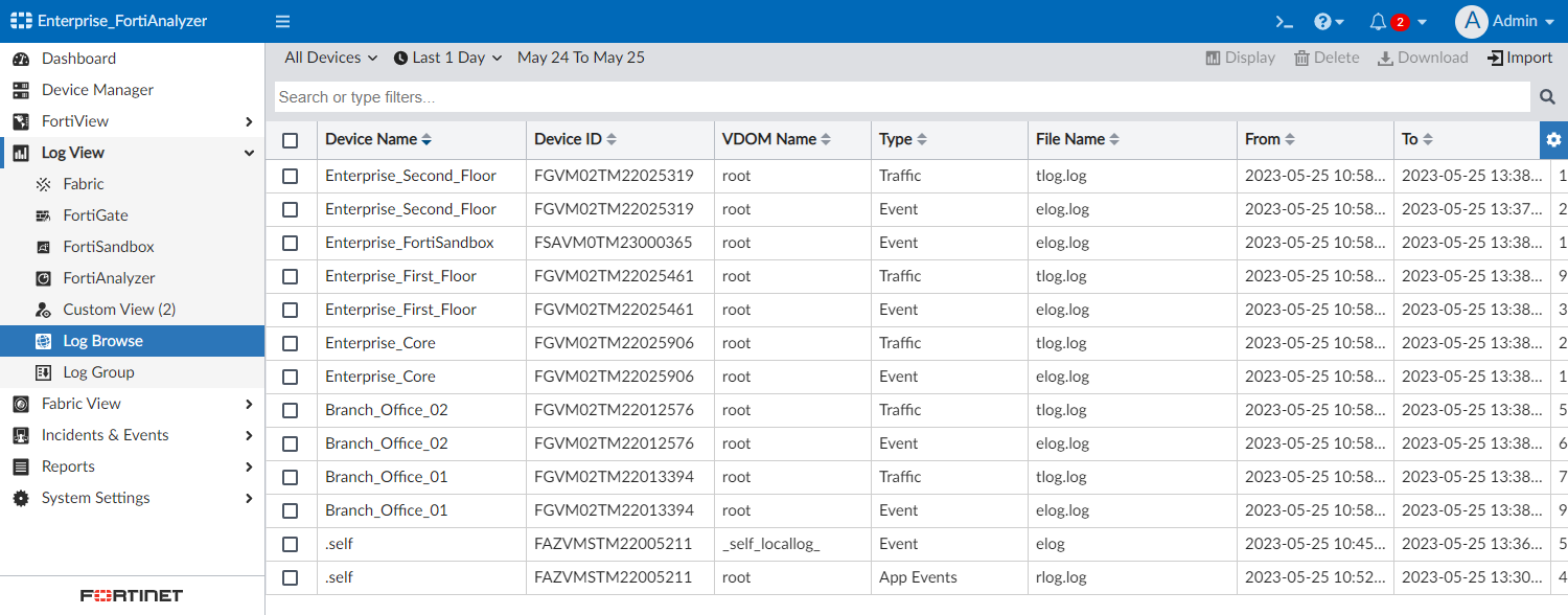 Log browse | FortiAnalyzer 7.4.2 | Fortinet Document Library